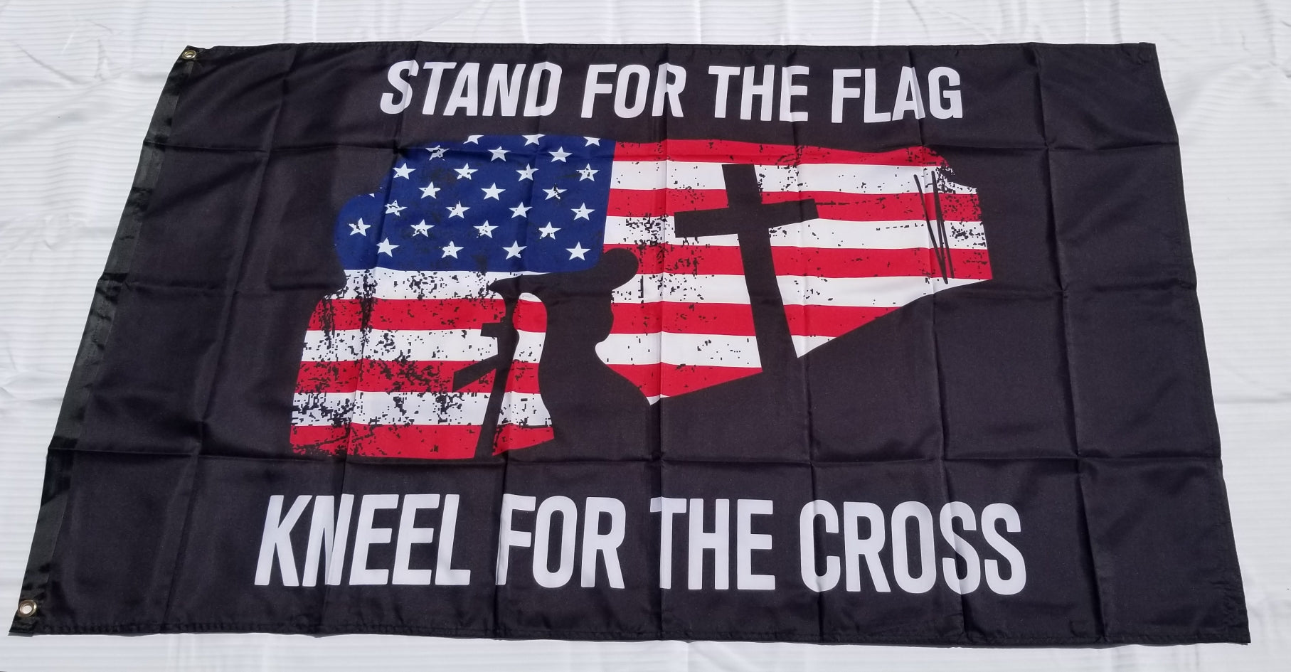 US Military Stand for the Flag Kneel for the Cross American USA 3x5 Gr