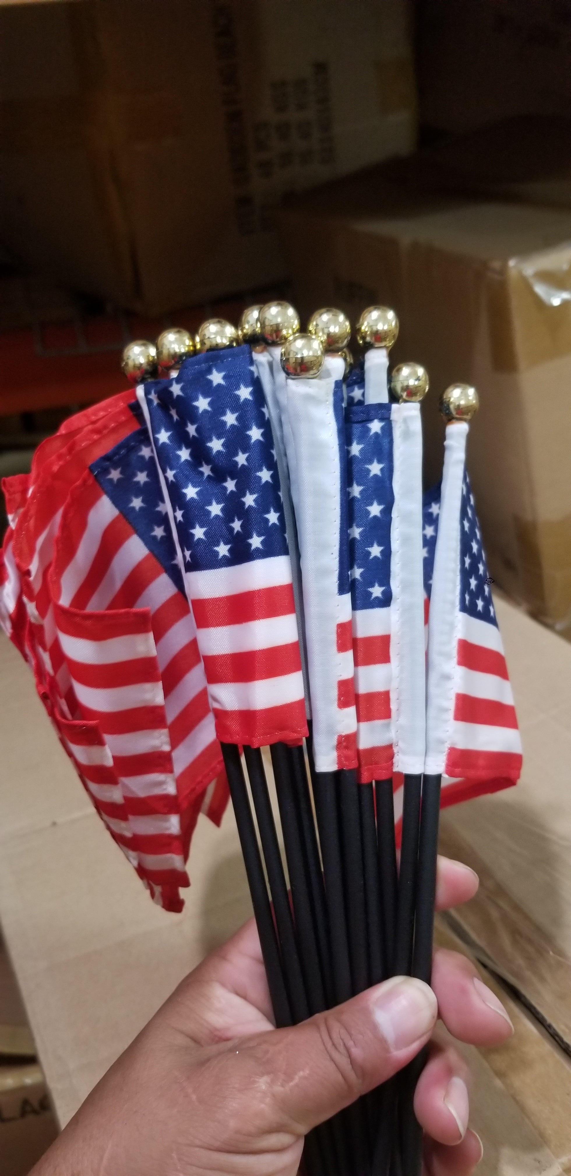 USA 4x6 inches Stick Flags Dura-Lite ™ Safety Gold Ball Premium Americ