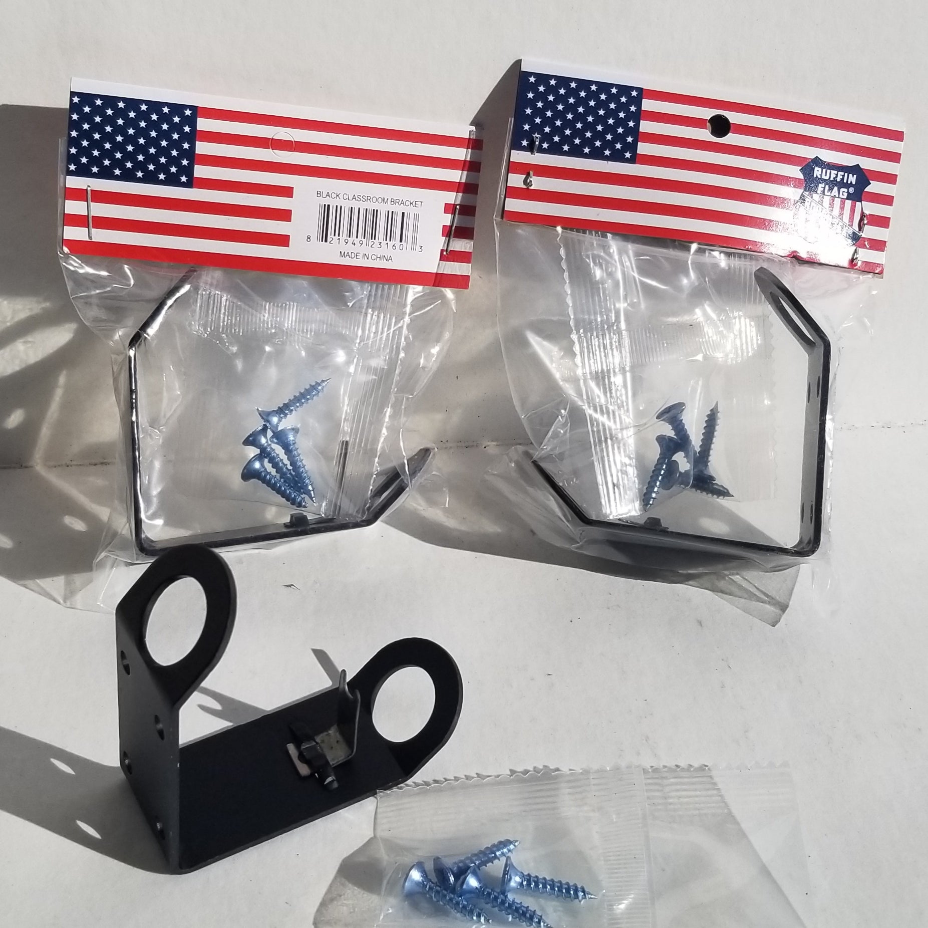 Black Wall Brackets for Classroom Stick Flag Holders Flagpole Bracket