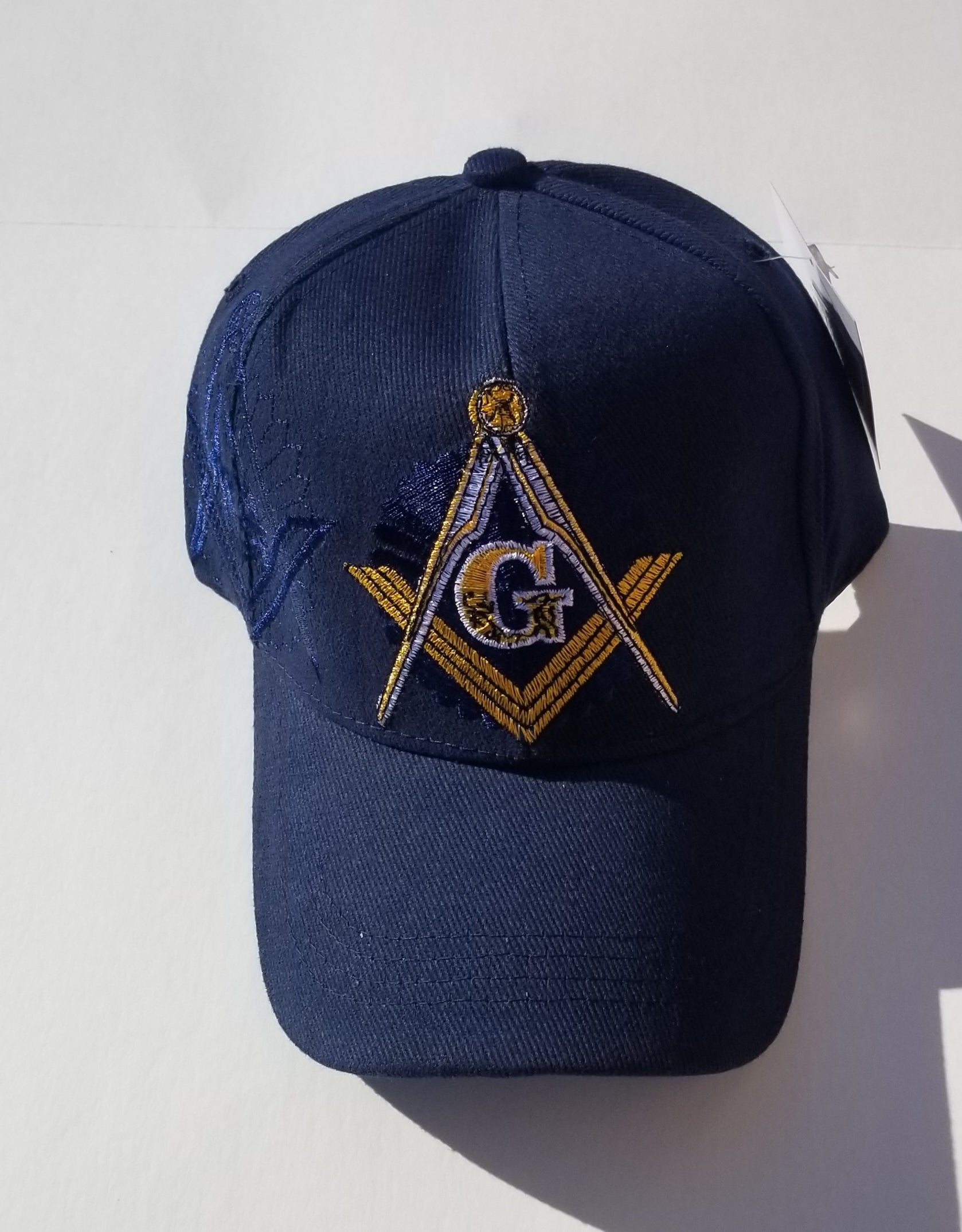 Mason Cap Masonic Navy Blue Gold Embroidered Square & Compass