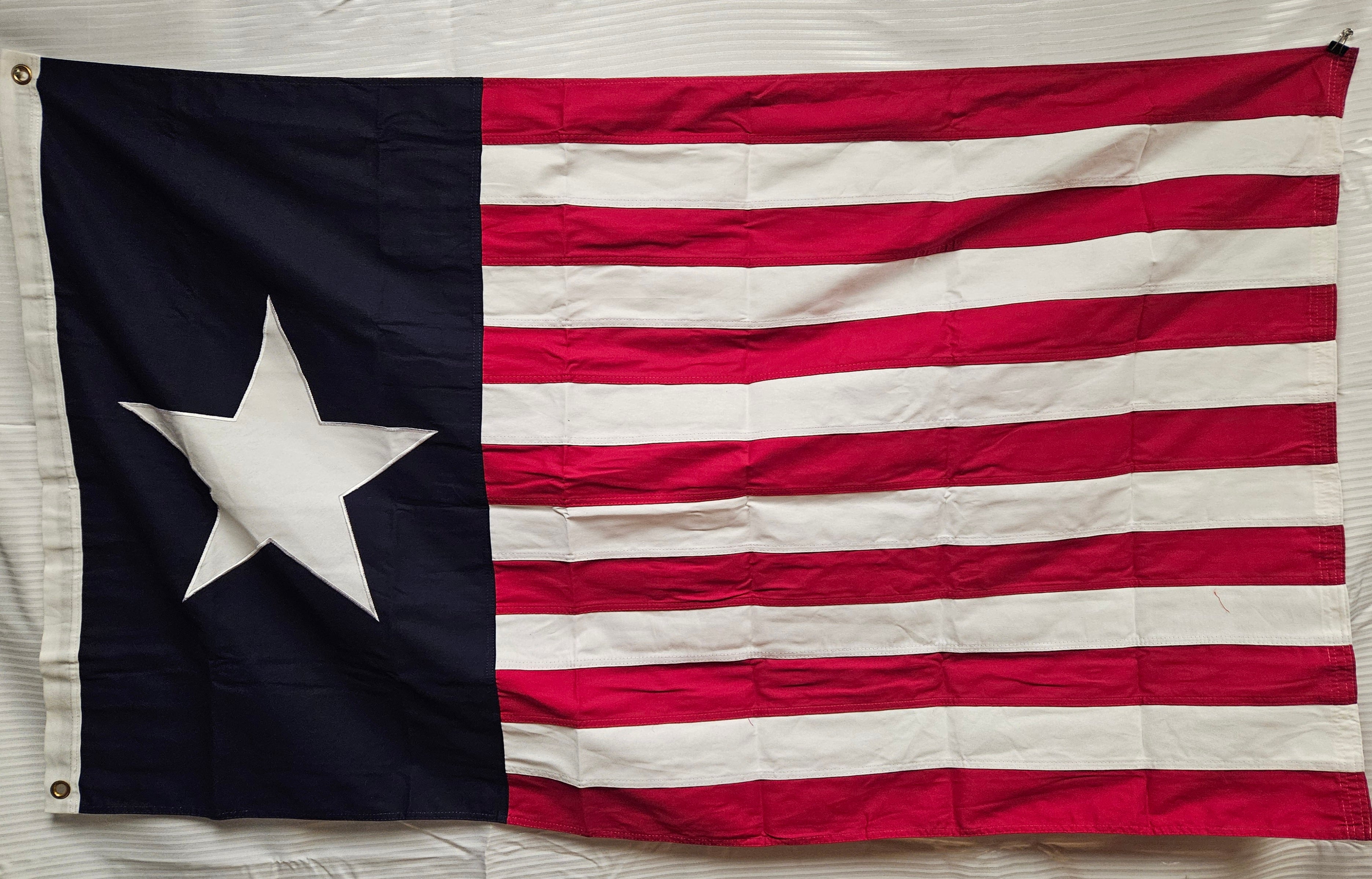 Texas 1st Navy Flag 1836 3'x5' Cotton First Texas Rare Lone Star Banne