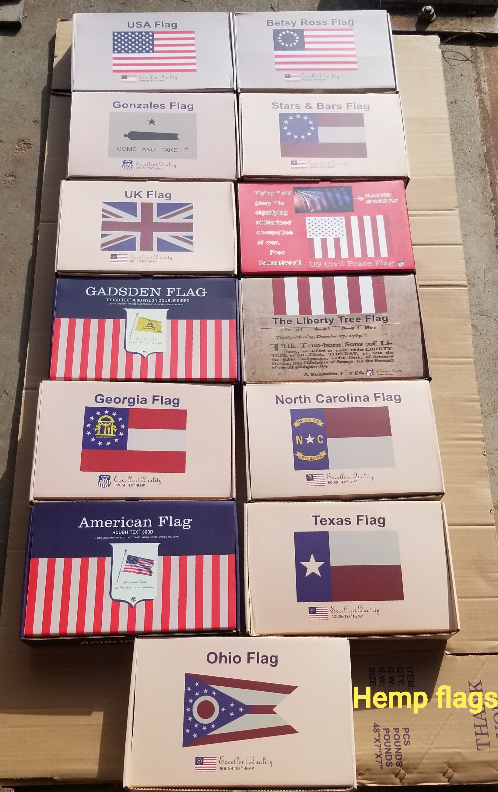 Collection of Hemp Embroidered Canvas 3'x5' Flags