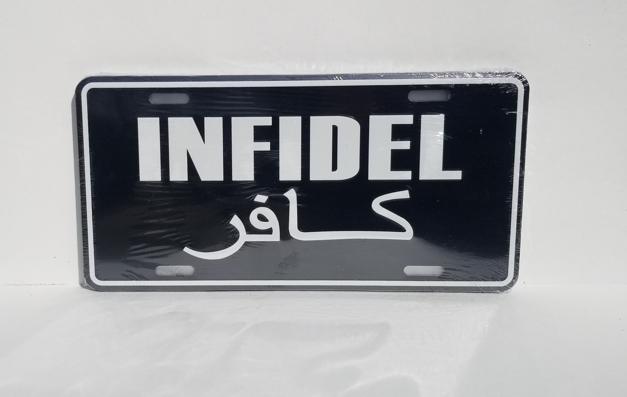 Infidel Embossed License Plate American USA Black Automile Aluminum Ca