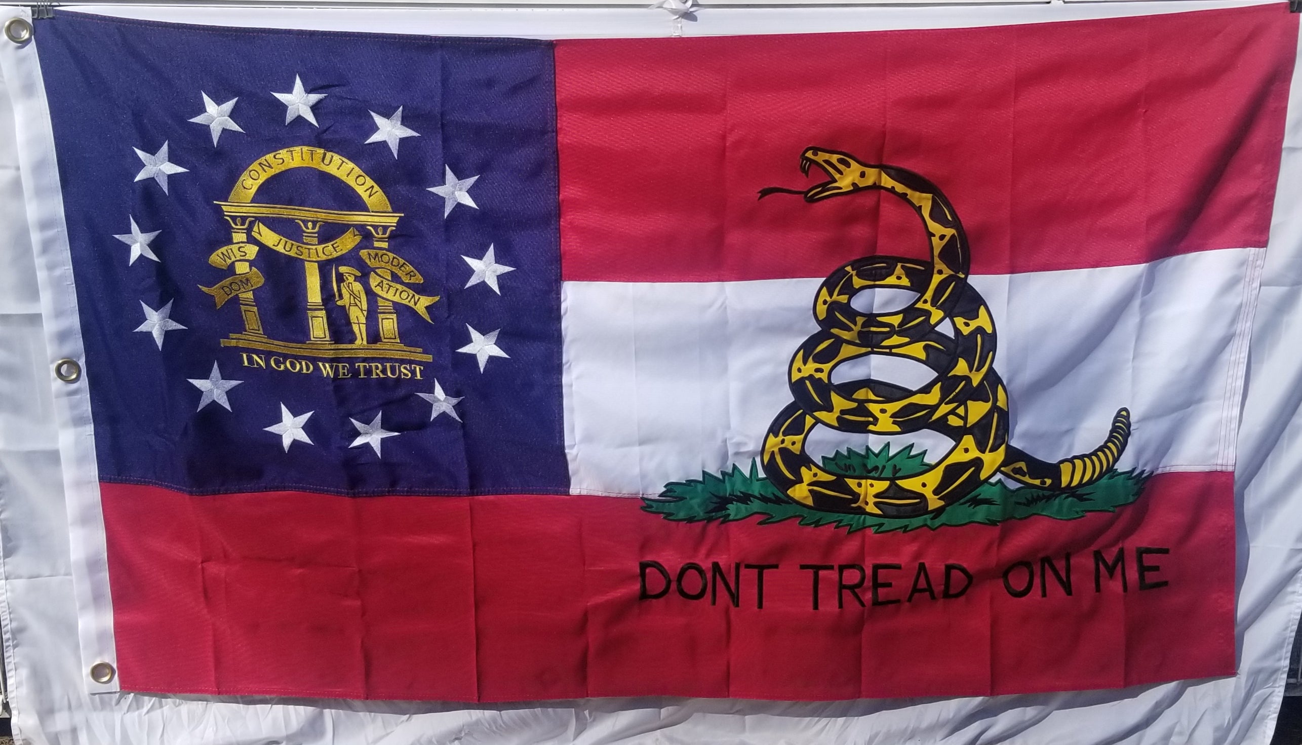 Georgia Gadsden Embroidered 2Ply 600D Rough Tex Flags 3x5 Feet