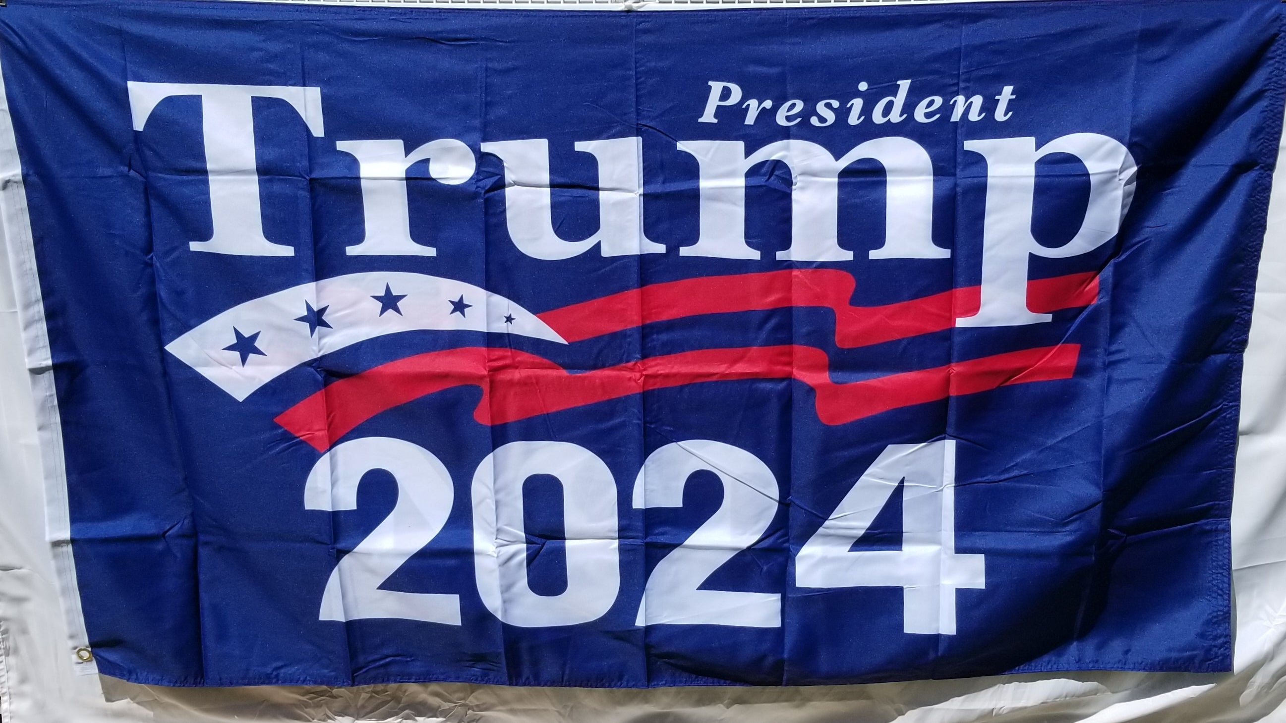 President Trump 2024 Official Double Sided Campaign Banner Flag Brass