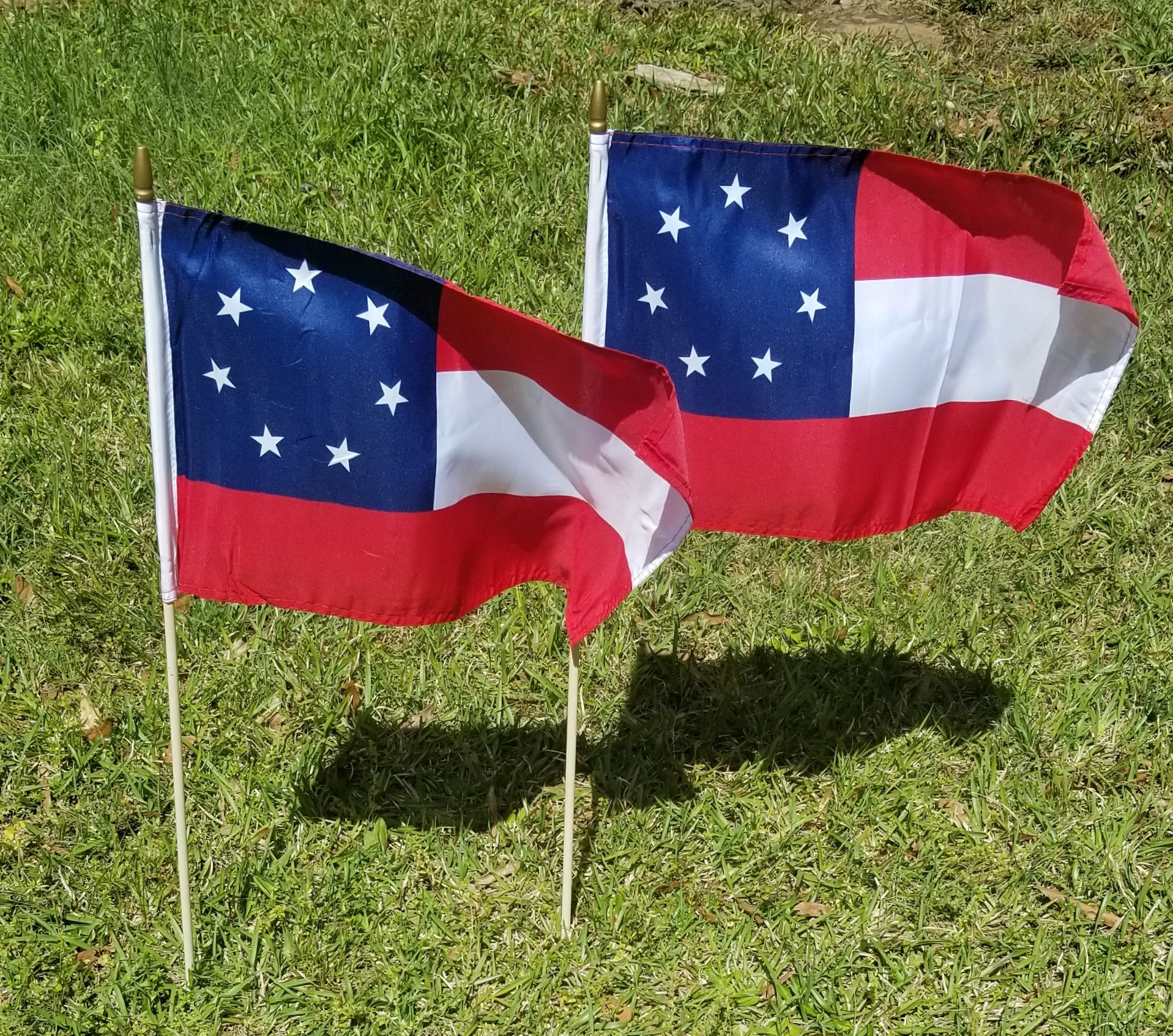 Stars & Bars 7 Stars First Flags 12"x18" Stick Flag 1st National ROUGH