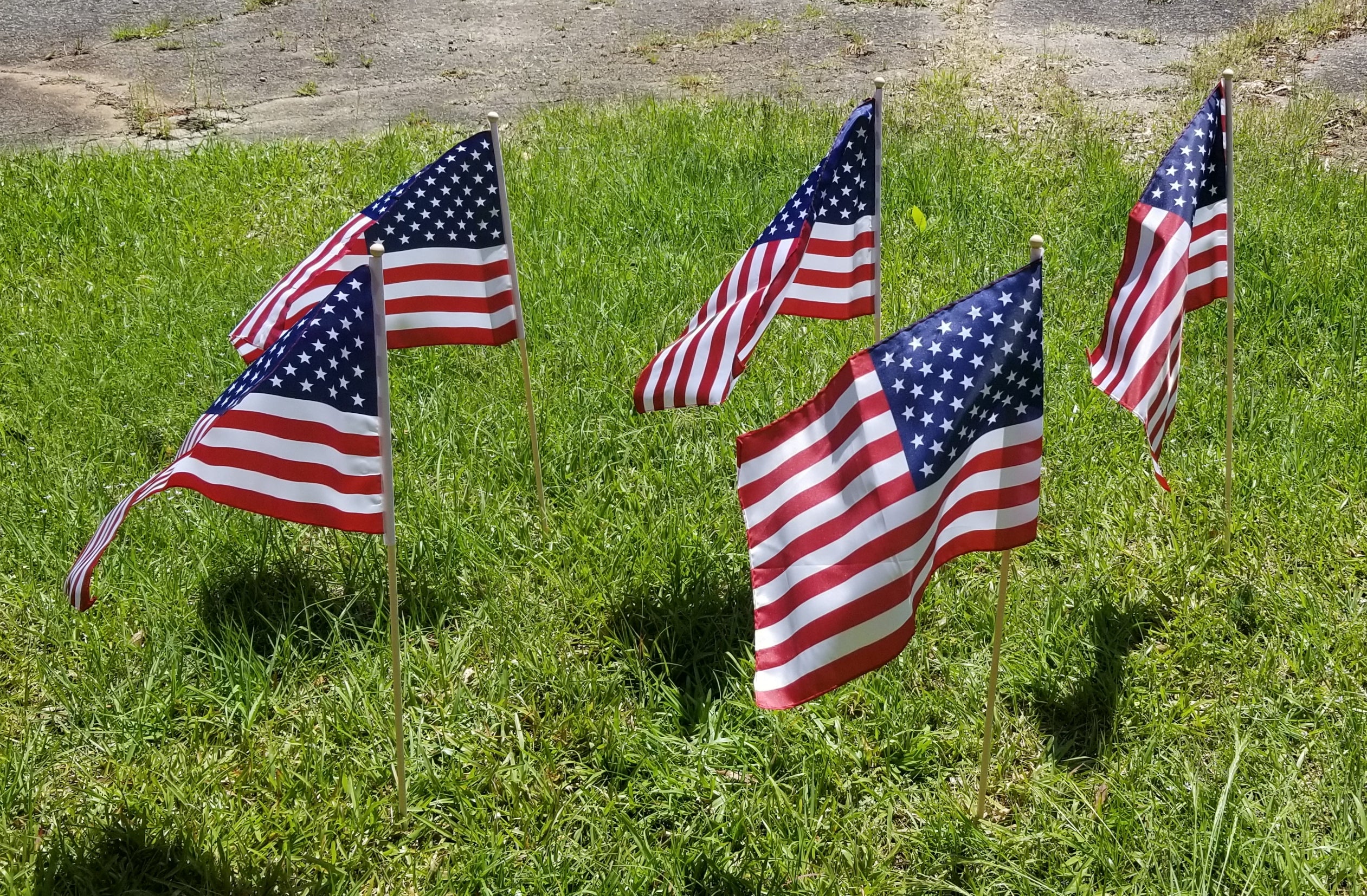 American Flags Safety Ball Top Wooden 30" Staff USA 12x18 Inches