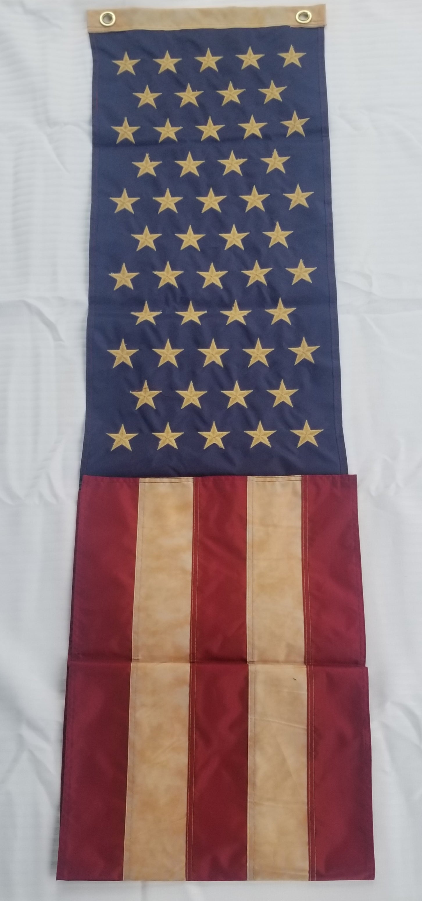 USA American Tea Stained 12.5"x80" Embroidered Flag ROUGH TEX® Pull Do