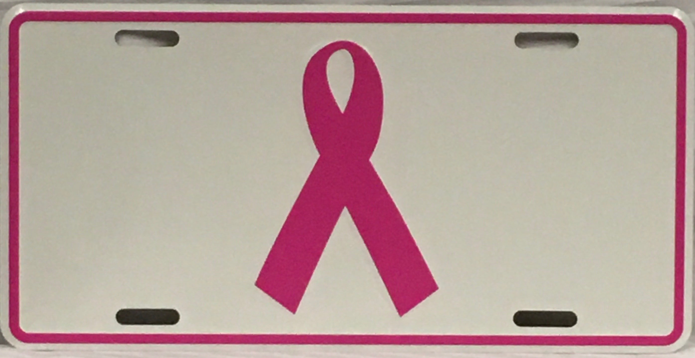 Pink Ribbon Breast Cancer Awareness Light Pink Embossed License Plate