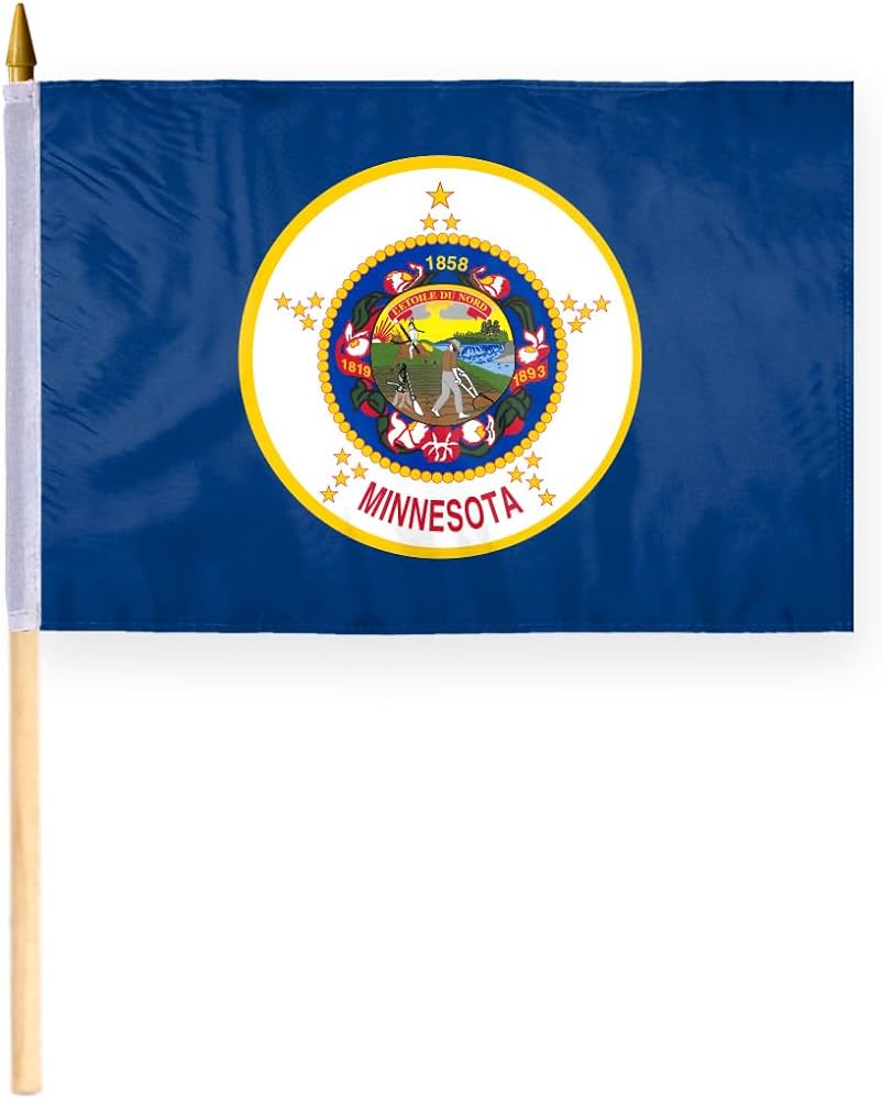 Minnesota Flag Since 1893 12x18 Inch Stick Flags