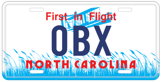 OBX North Carolina Embossed License Plate NC Outer Banks First in Flig