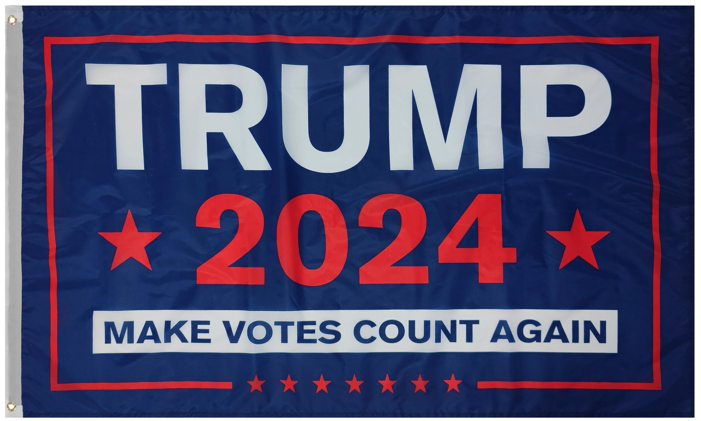 Trump 2024 Make Votes Count Again Blue 3'X5' Flag ROUGH TEX® 68D Nylon
