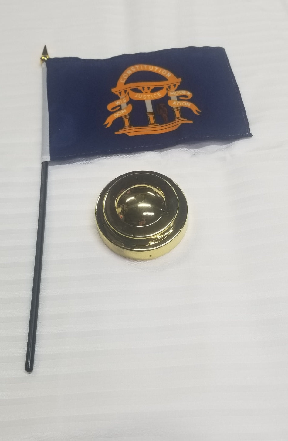 Georgia 1879 Original Official State Flag 4x6 Inches Desk Set with Gol