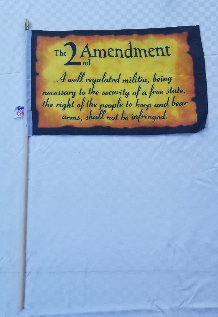 American 2nd Amendment Parchment Flags 12x18 Inch Stick NRA 2A Wooden