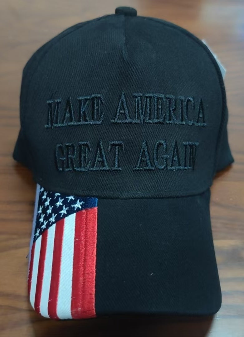 MAGA Black Out Dark USA Flag Caps Make America Great Again Pre Order S