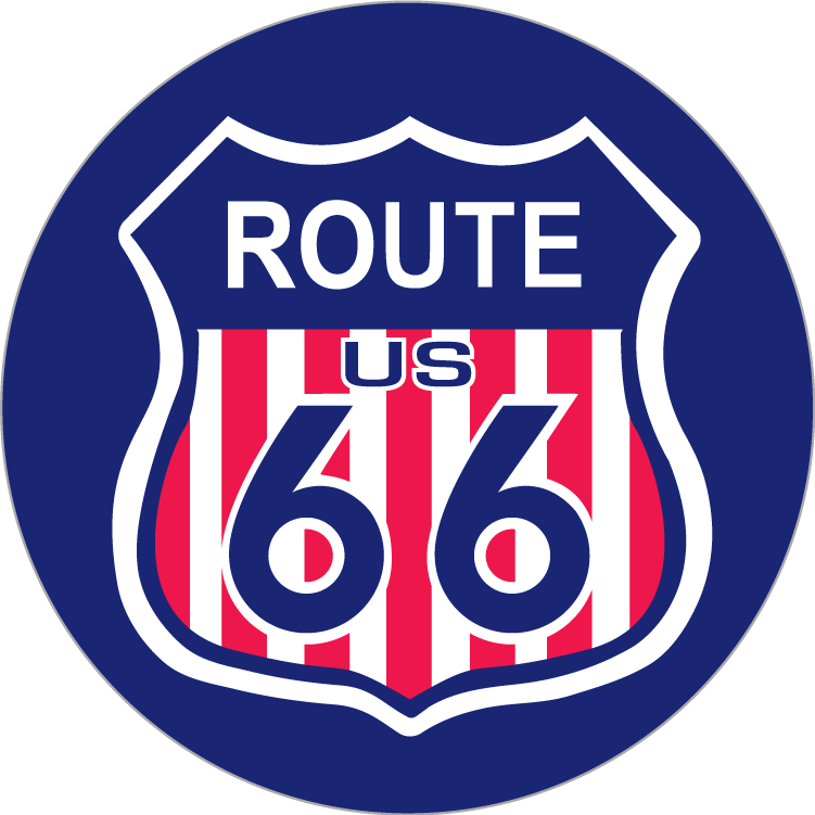 Route 66 US Highway American Shield Circle Bumper Stickers Made in USA