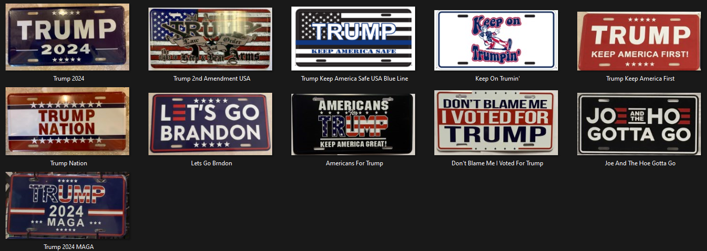 Trump 2024 Assorted Embossed License Plates Mix of All Aluminum Auto T