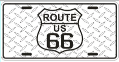 Route US 66 License Plate Diamond Aluminum Embossed