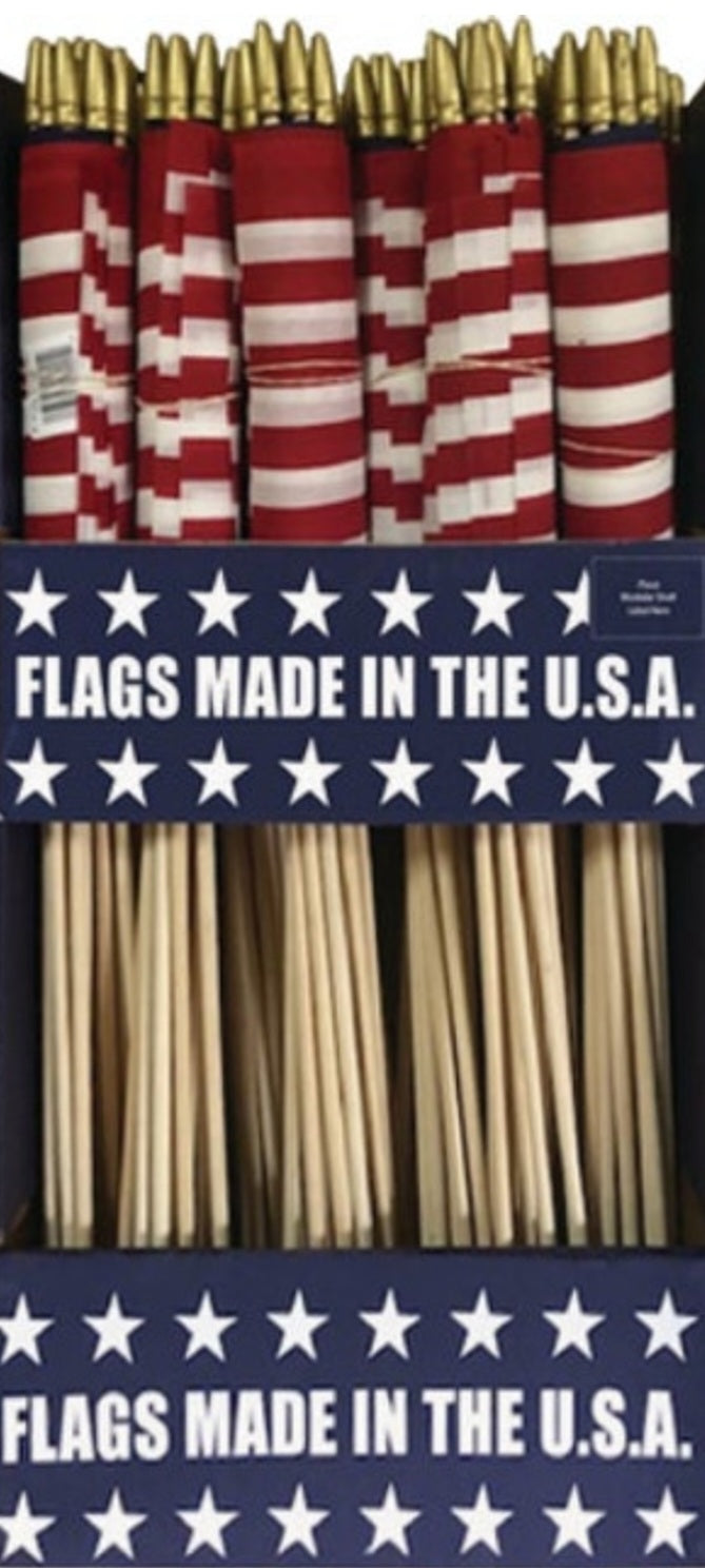 American Cotton U.S.A. Stick Flags Made In USA 8"×12" 24" Wooden Staff