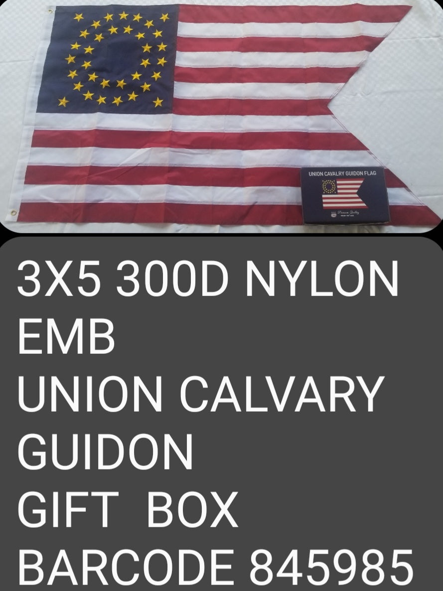 USA 34 Stars 1861 Union Cavalry Guidon 100% 300D Nylon Embroidered Fla