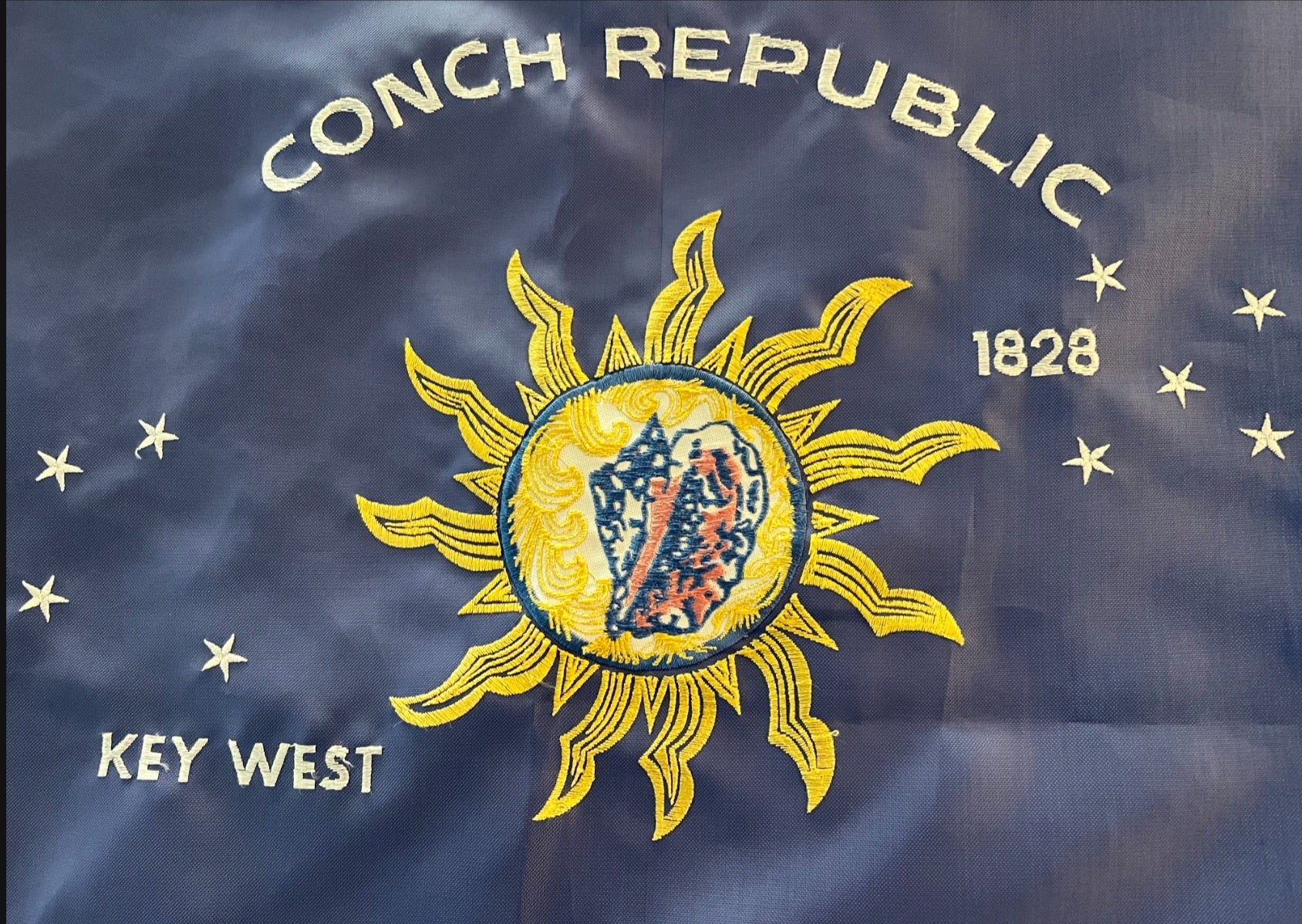 Conch Republic Boat Flag Key West Embroidered 12x18 Inches Brass Gromm