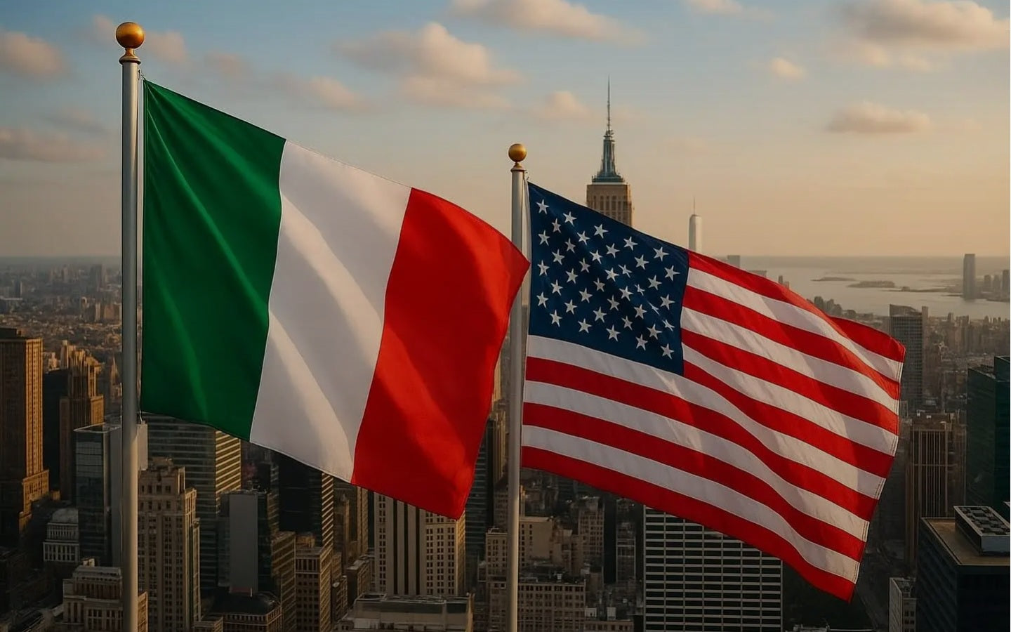 Italian American Flag Set 100D Outdoor 3x5 Feet Flags Brass Grommets U