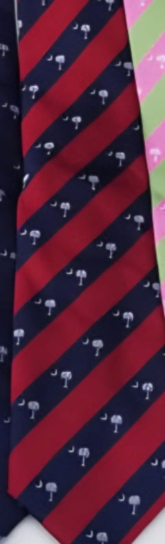 SC Tie South Carolina Silk Men's Rep Stripe Ties Navy Blue & Red Crims