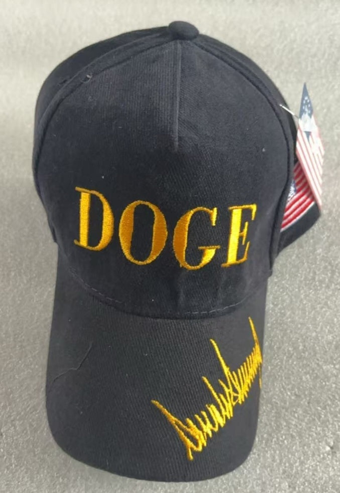 DOGE Black & Gold Embroidered Caps Trump Signature Series Department o