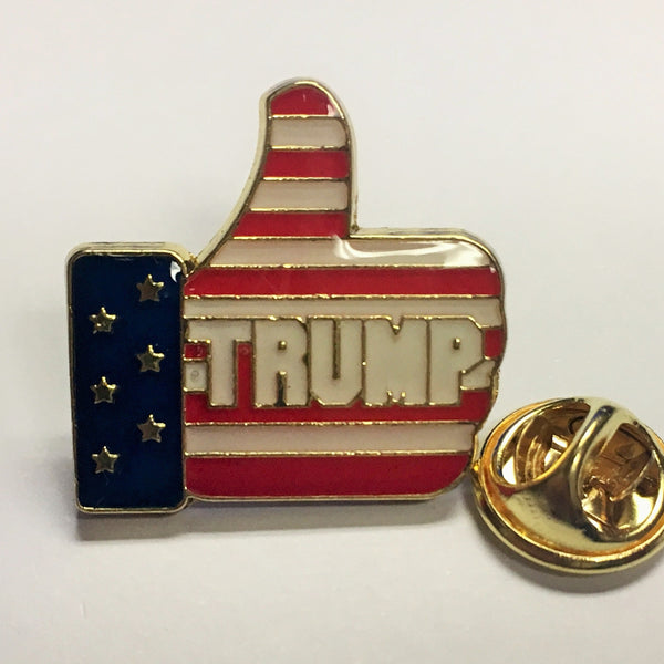 Happy Trump & Thumbs Up American Flag New Pins Ships by January 26 202