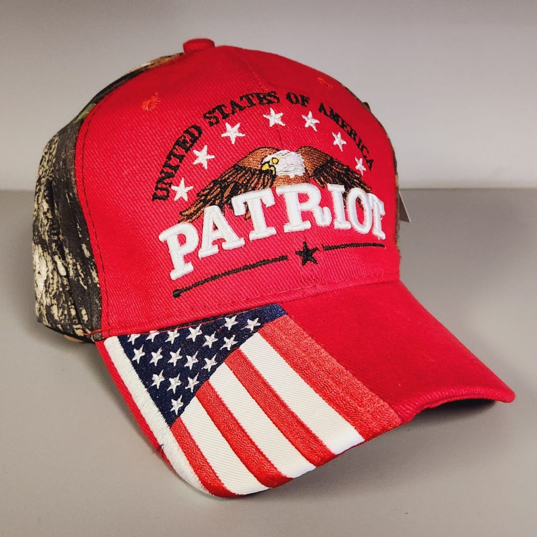 United States of America Patriot Red Embroidered Cap Camo Back