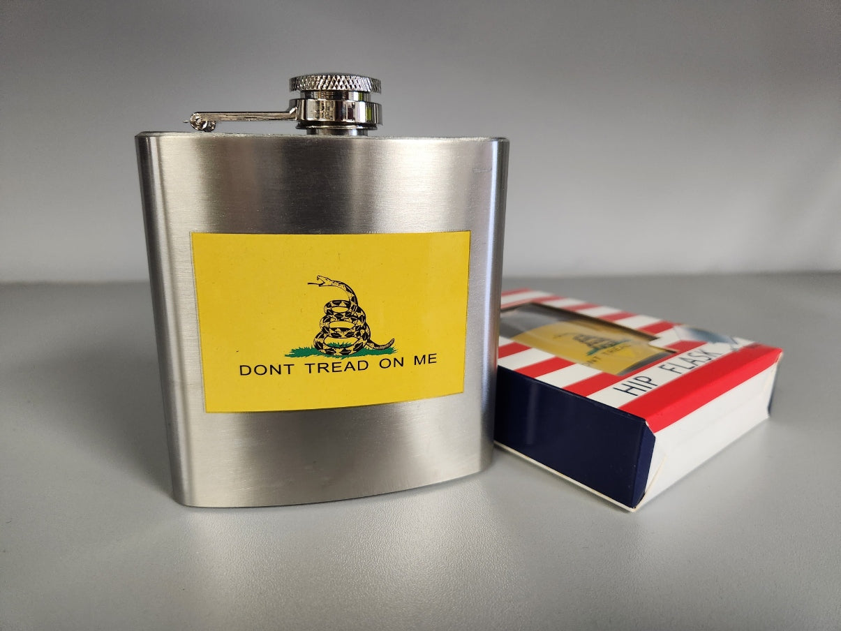 Gadsden Flask Stainless Steel Don't Tread on Me Six Ounce Color Gift B