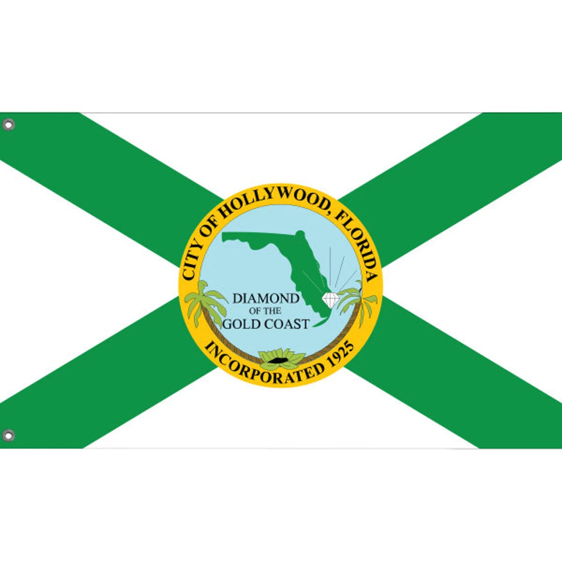 Hollywood Florida City Flag 3x5 Feet Made to Order