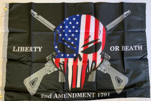 Punisher Liberty or Death 2nd Amendment 1791 3'X5' Double Sided Flag R