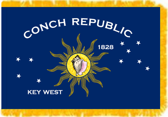 Conch Republic Key West 3'X5' Flag ROUGH TEX® Polyester with Gold Frin