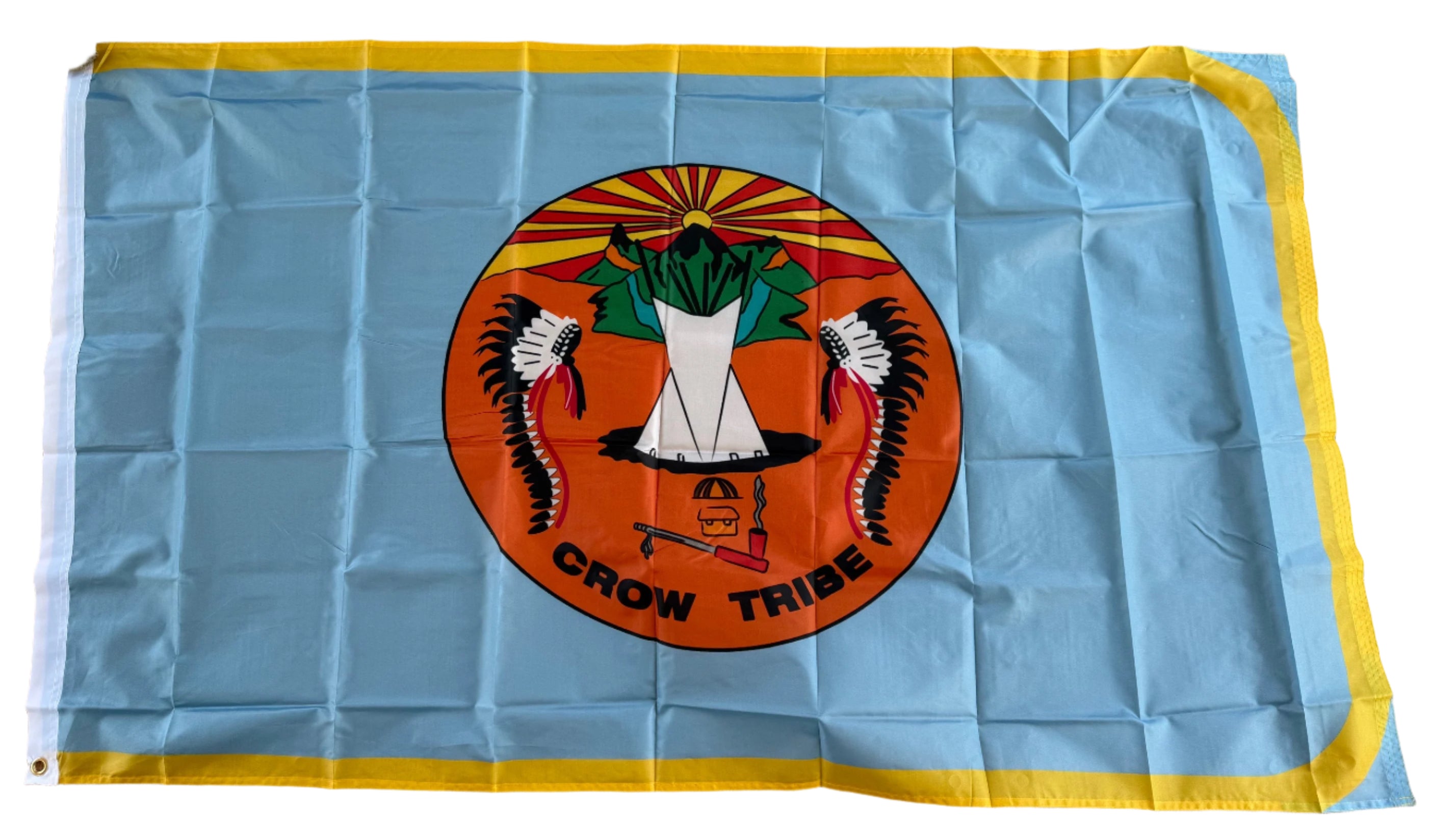 Crow Nation Tribal Official Flag 3x5 Feet Gold Border brass grommets