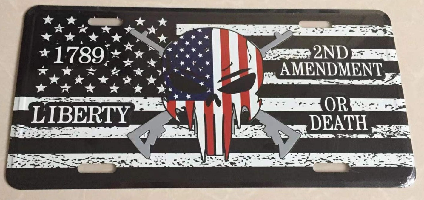 USA Punisher 1789 2nd Amendment Liberty or Death Embossed License Plat