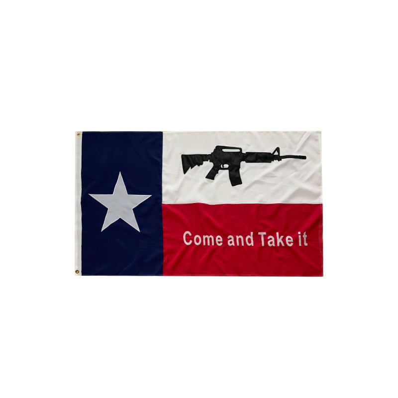 Texas Come And Take It 3'x5' Embroidered Flag ROUGH TEX® Cotton