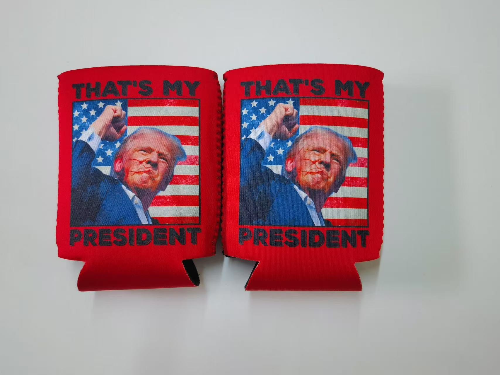 That's My President Trump Jacket Red Can Holder Drink Koozie