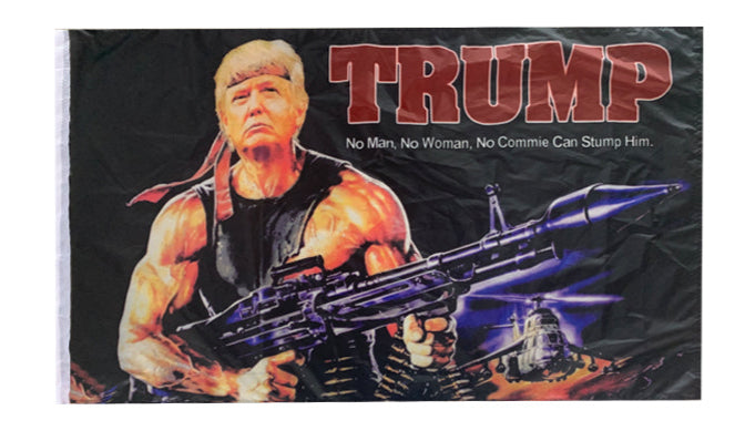 Trump Rambo No Man No Woman No Commie 3'x5' Flag ROUGH TEX® 68D No Hea