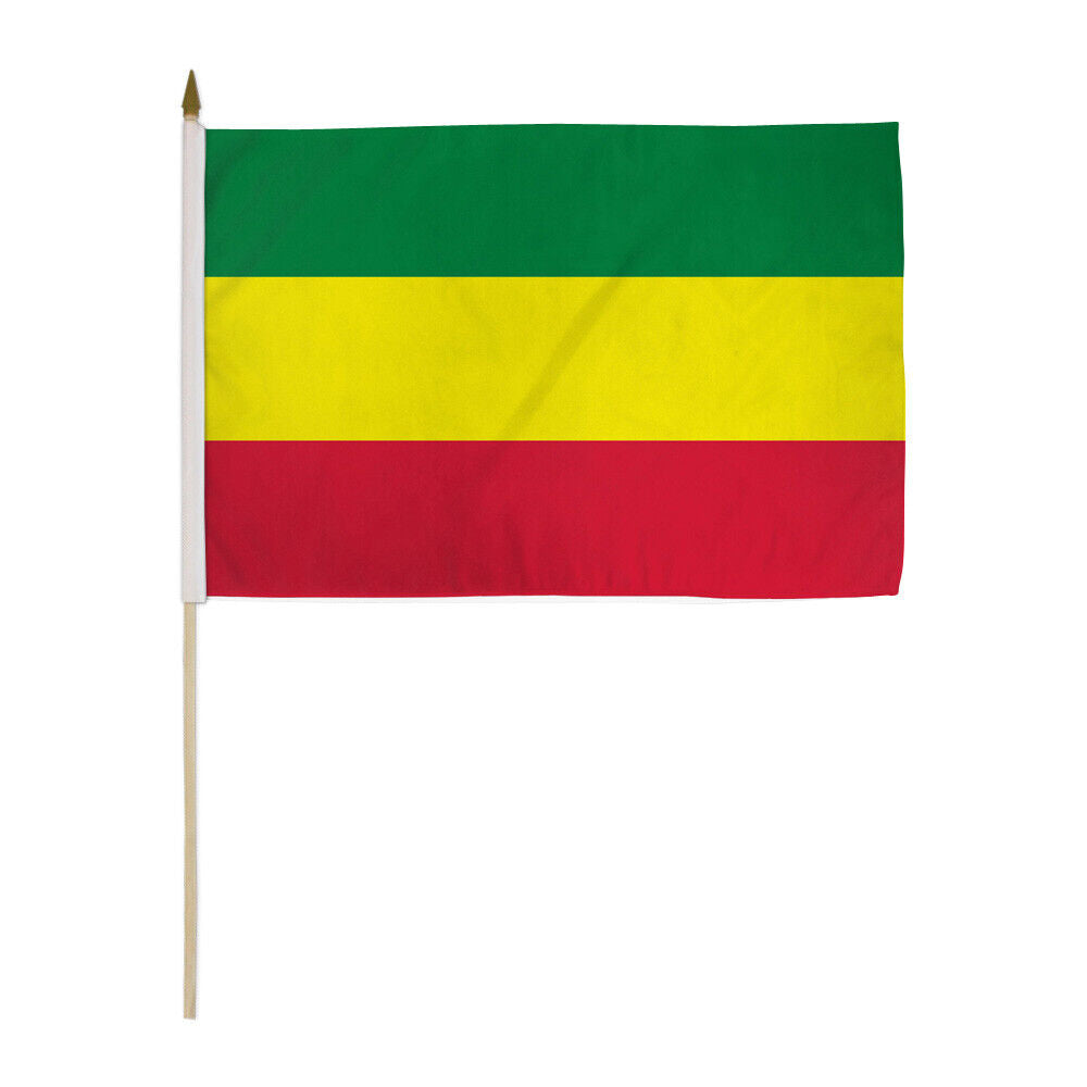 Ethiopia Rastafarian 12"x18" Stick Flag ROUGH TEX® 100D 30" Wooden Sti