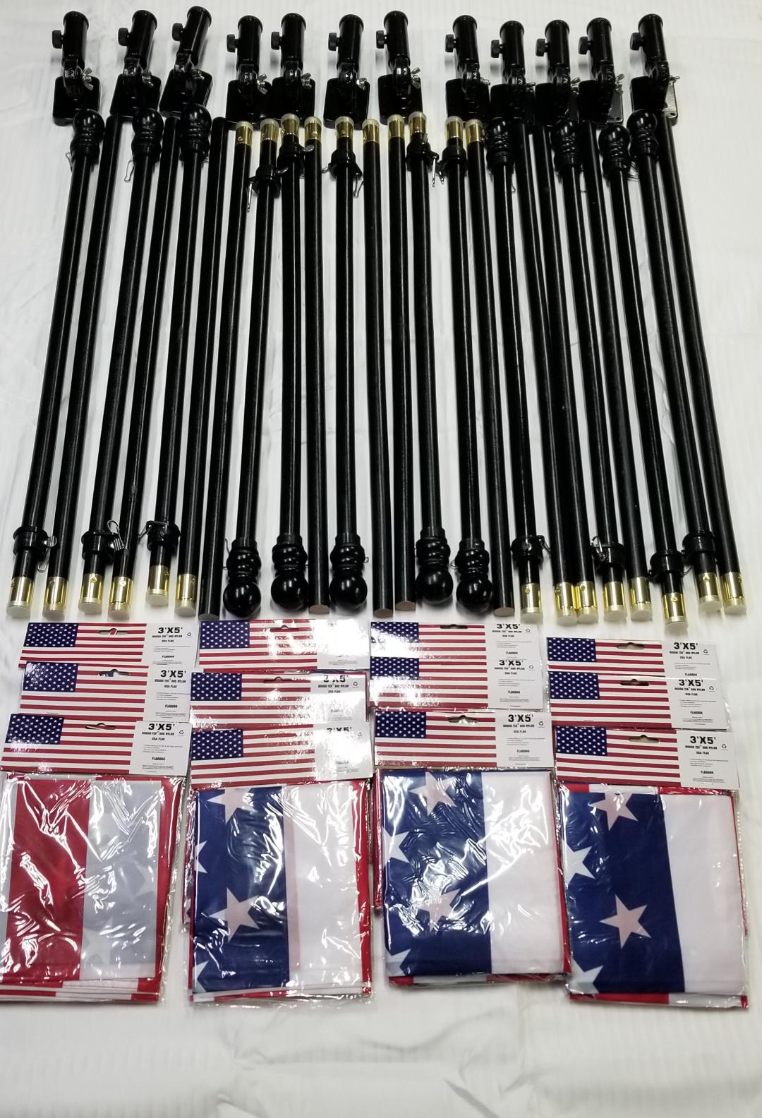 Flagpole Kits American Flags 3'x5' USA Expertly Printed US Gov Spec 5'