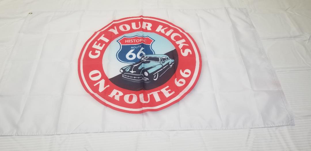 Get Your Kicks on Historic Route 66 Flag 3'x5' Feet Rough Tex 100D 12
