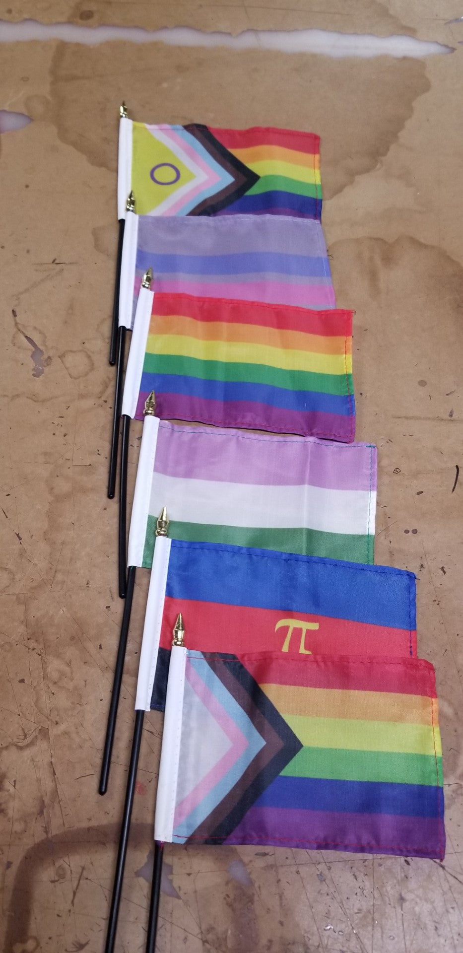 Pride Stick Flags Mixed Case 12"x18" Stick Flags Parade Rainbow Design