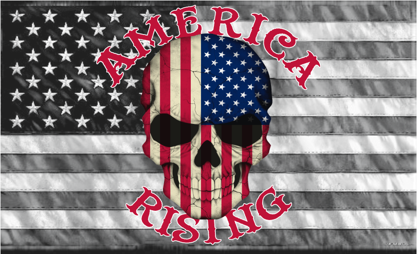 USA America Rising Skull 3'X5' Flag ROUGH TEX® 100D Blackout