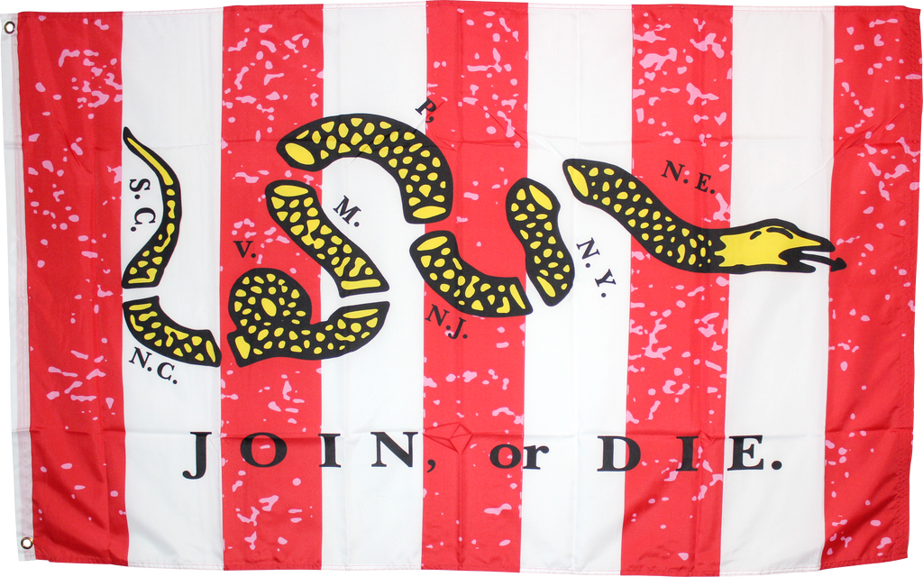 Join or Die Snake Flag 2'x3' 68D Rebellious Stripes Sons of Liberty