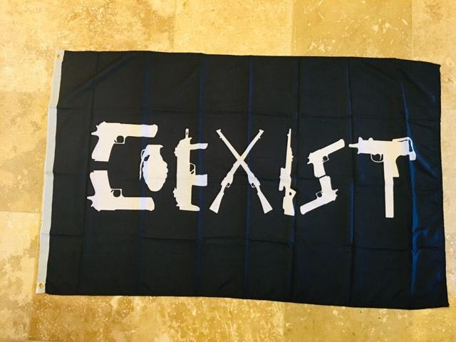 COEXIST GUN RIGHTS FLAG 3X5 ROUGH TEX 100D