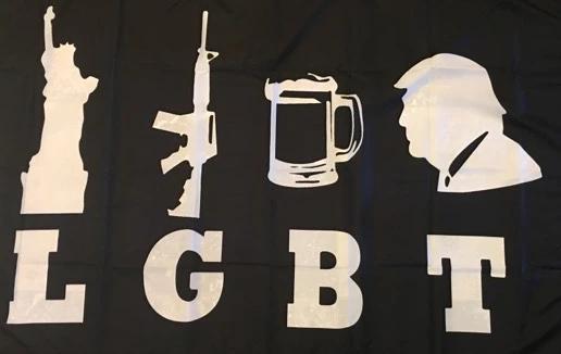 Trump LGBT (Liberty Guns Beer Trump) Black And White 3'X5' Flag- Rough