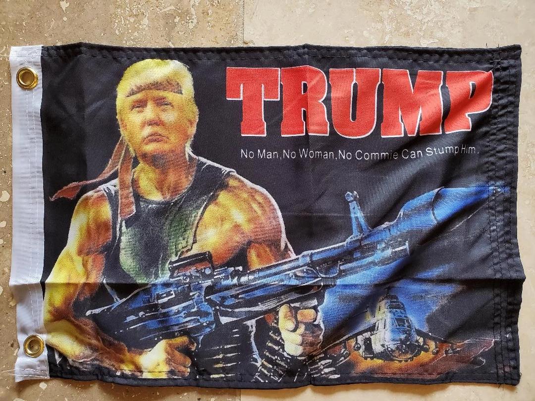 TRUMP WARRIOR BAZOOKA FLAG 12X18 INCHES DOUBLE SIDED BOAT FLAG ROUGH T
