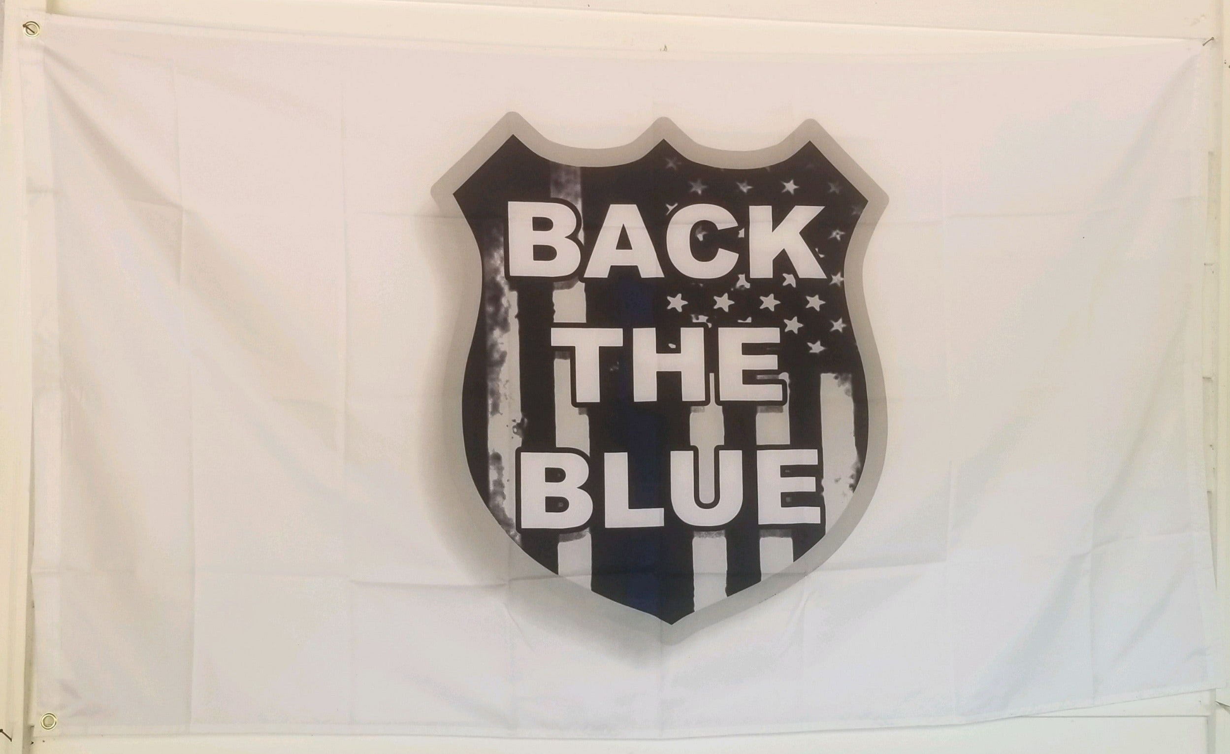 BACK THE BLUE BADGE SHIELD USA 3'x5' Thin Blue Line Official Police Fl