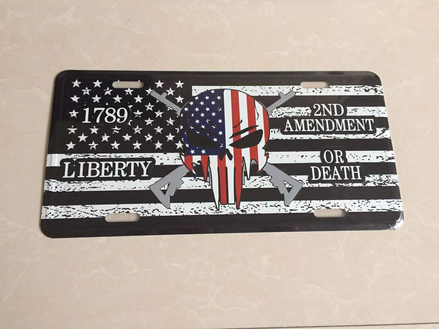 2nd Amendment USA Liberty or Death Embossed License Plate